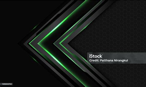 육각 형 메쉬 디자인 현대 미래 기술 배경 벡터 일러스트와 어두운 회색에 추상 녹색 사이버 블랙 회로 화살표 육각형에 대한 스톡 사진 및 기타 이미지 Istock