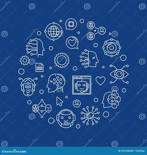 Ai And Neural Network Digital Face Line Round Banner Vector