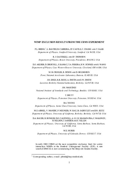 Pdf Wimp Exclusion Results From The Cdms Experiment