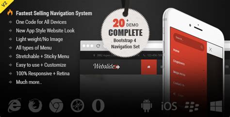 Web Slide Bootstrap 4 Mega Menu Responsive By WebSlideMenu CodeCanyon
