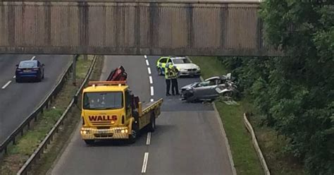 Overturned Car Causes Major Delays As Accident Blocks Busy Route Into