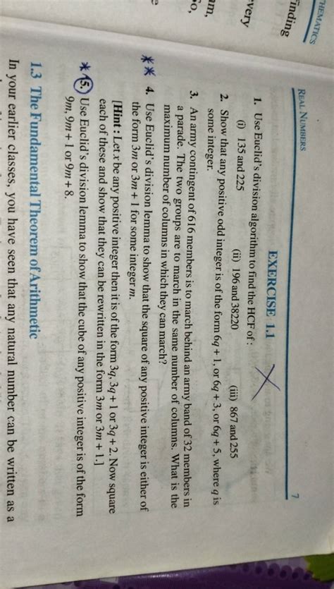 REAL NUMBERS7EXERCISE 1 11 Use Euclid S Division Algorithm To Find Th