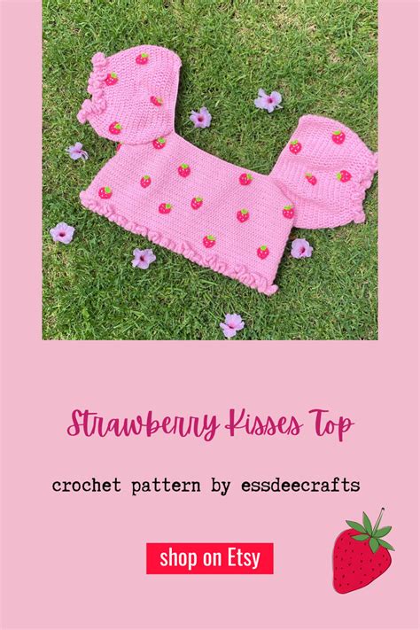 Crochet Pattern Strawberry Kisses Top By Essdeecrafts Pdf Only