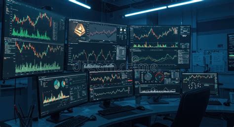 Cryptocurrency Trading Station Multiple Monitors Displaying Charts