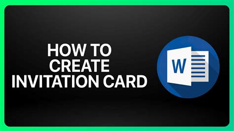 How To Create Invitation Card In Microsoft Word Tutorial Youtube