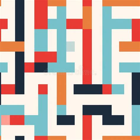 Colorful Maze Pattern Illustration For Surface Printing Stock