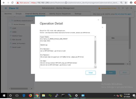 Ise Join Domain Error Cisco Community