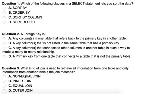 Solved Question 1 Which Of The Following Clauses In A