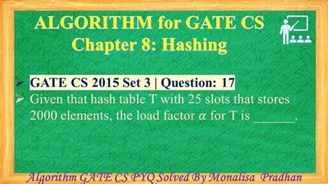 Gate Cs 2015 Set 3 Q 17given That Hash Table T With 25 Slots That