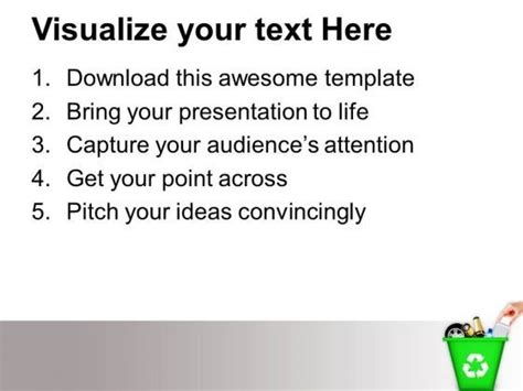 Throw Garbage Can Green Recycling Powerpoint Templates Ppt Backgrounds