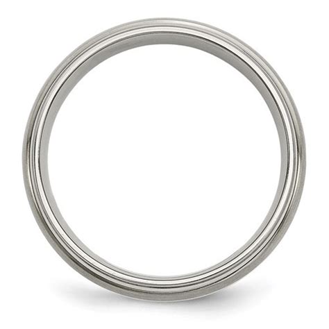 Titanium Brushed Center With Sterling Silver Inlay 6mm Ridged Ed