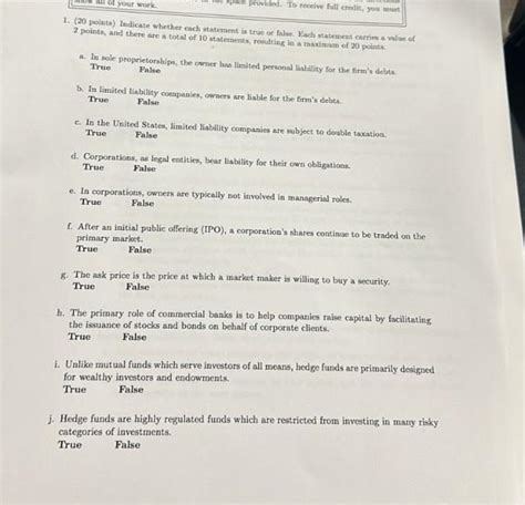 solved 1 20 points indicate whether each statement is