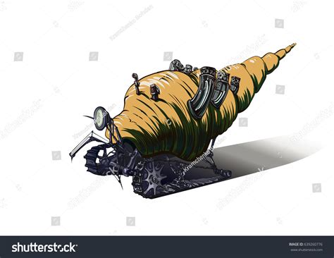 Robot Snail Yellow Shell Stock Vector Royalty Free 639260776