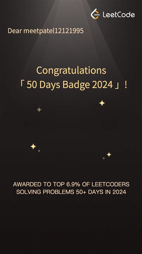 Received Leetcode 50 Days Coding Badge Meetkumar Patel Posted On The Topic Linkedin