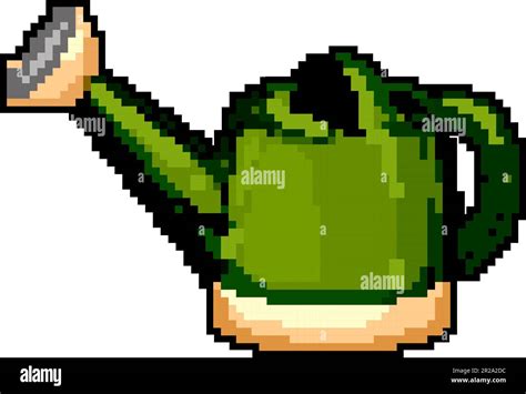 Spring Watering Can Game Pixel Art Vector Illustration Stock Vector