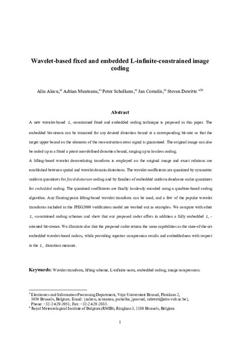 Pdf Wavelet Based Fixed And Embedded L Infinite Constrained Image Coding