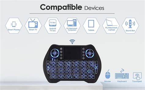 EASYTONE Mini Wireless Keyboard With Touchpad Backlit Handheld Android