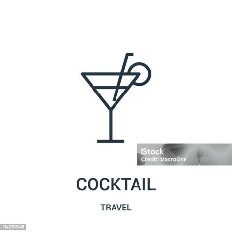 여행 컬렉션에서 칵테일 아이콘 벡터입니다 얇은 라인 칵테일 개요 아이콘 벡터 일러스트 레이 션입니다 웹 및 모바일 앱 로고 인쇄 미디어에 사용할 선형 기호입니다 레스토랑에