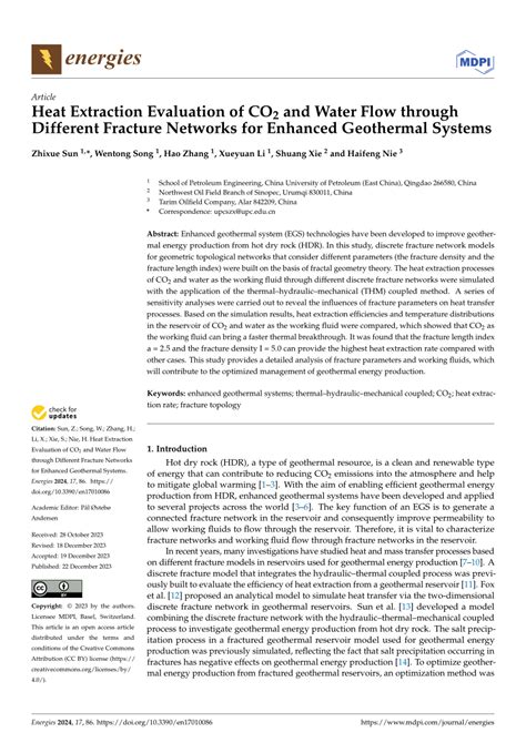 Pdf Heat Extraction Evaluation Of Co2 And Water Flow Through