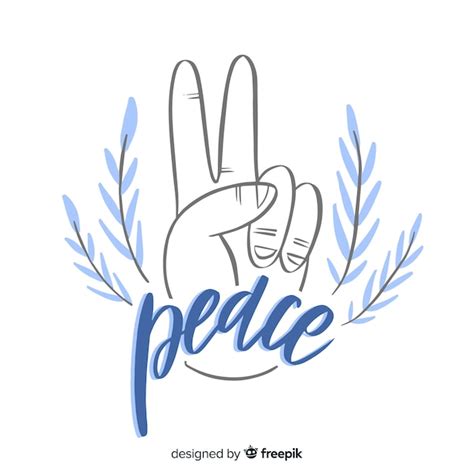 Mão De Sinal De Paz De Letras Vetor Grátis