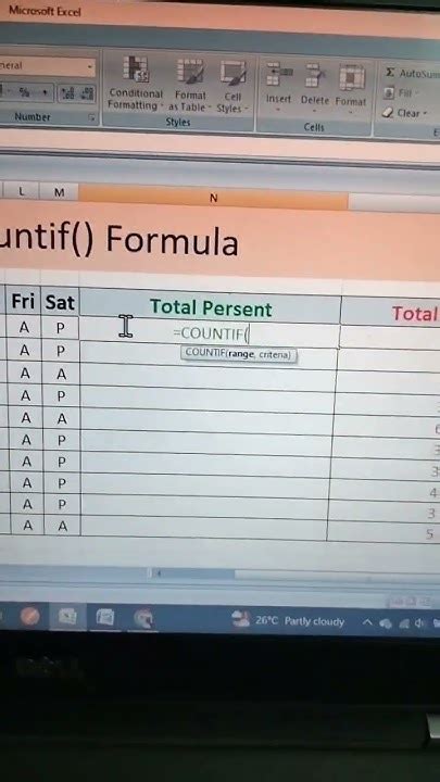 Attendance Sheet In Excel Countif Formula Computer Techtutorial Msoffice Windows