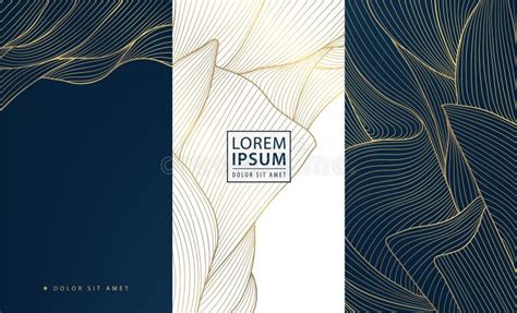 Vector Set Of Floral Gold Art Deco Labels Floral Line Luxury Design