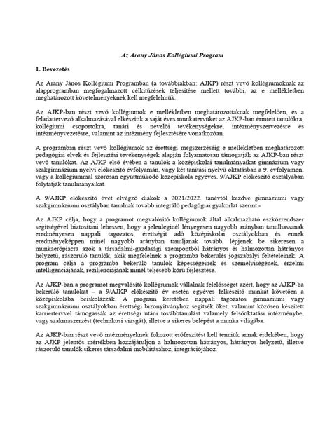 Arany Janos Koll Program Koll Alapprogram Uj Vd Pdf