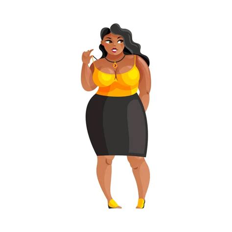 Elégante Femme Dodue Taille Portant Une Robe Verte Illustration