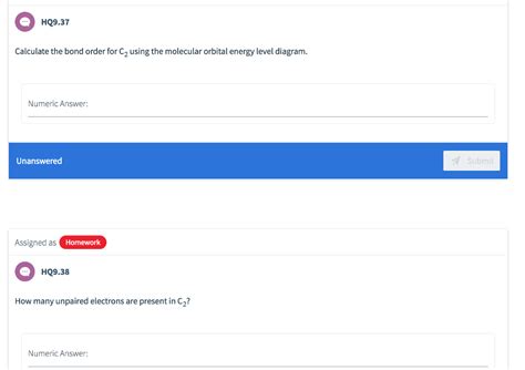 Solved Hq Calculate The Bond Order For C Using The Chegg