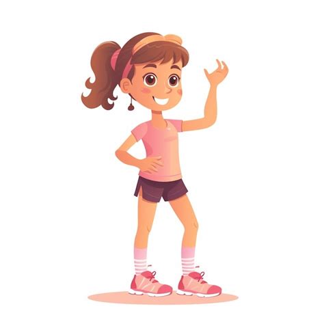 Niña de dibujos animados agitando su mano y sonriendo ai generat Foto