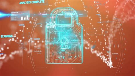 Digital Lock And Data Processing Animation Over Abstract Orange Background Stock Footage Video