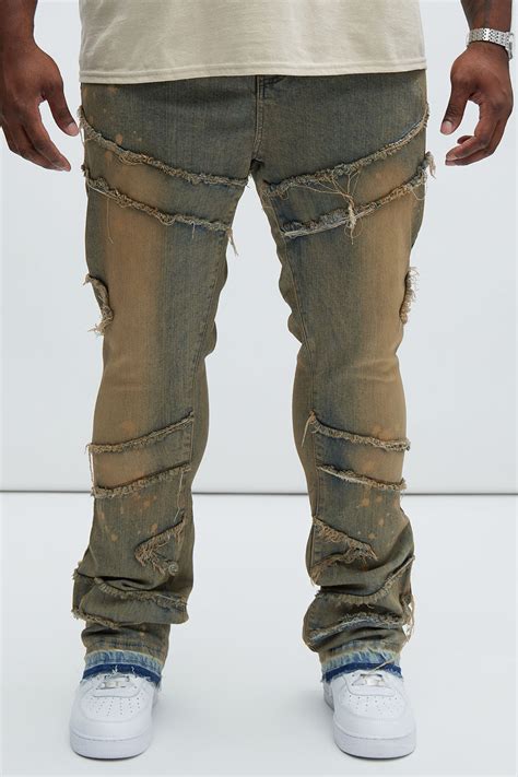 All Over Fray Stacked Skinny Flare Jeans Vintage Wash Fashion Nova