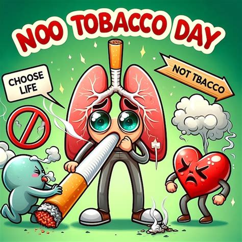 Un Dibujo Animado De Un Hombre Fumando Un Cigarrillo Con Las Palabras Día Sin Tabaco En él
