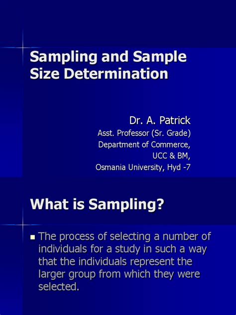 Sampling And Sample Size Determination 1 Stratified Sampling