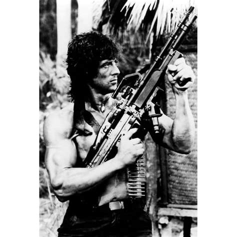 Sylvester Stallone 24x36 Poster With Machine Gun As Rambo