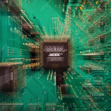 Microchip Plugged Into A Circuit Board Abstract Image Stock Image C040 3517 Science Photo