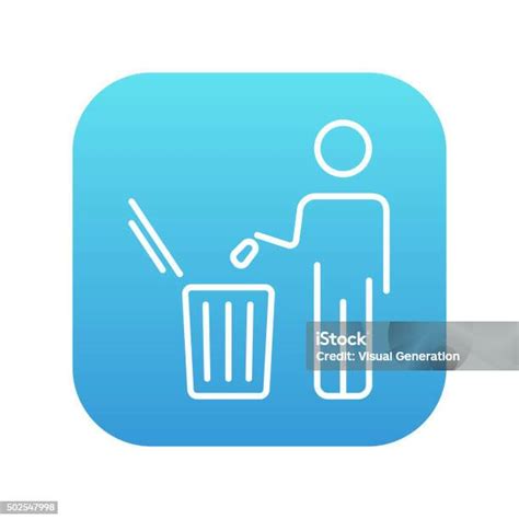 Man 던지기 Garbage In A 수거통 꺾은선형 아이콘크기 2015년에 대한 스톡 벡터 아트 및 기타 이미지 2015년