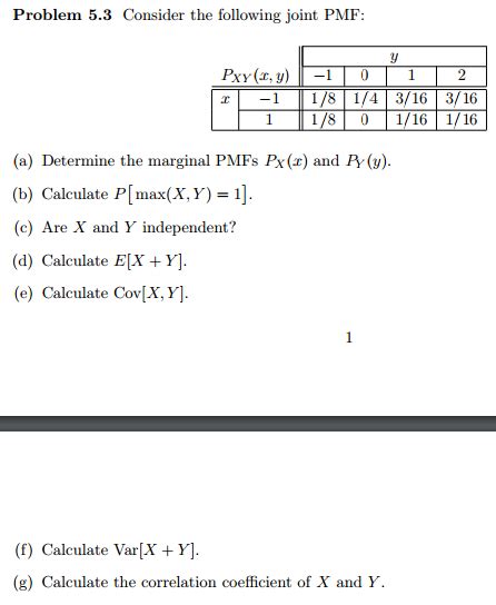 Solved Consider The Following Joint Pmf Determine The