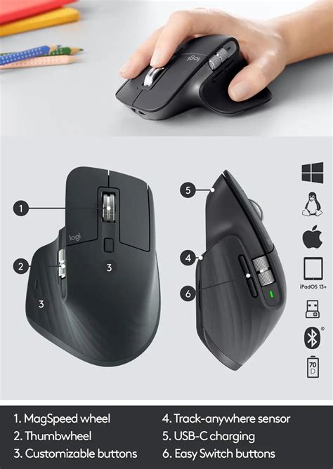 Logitech Mx Master 3 Advanced Wireless 7 Button Mouse Gadget Breeze