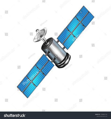 Realistic Satellite 3d Satelite Vector Illustration Stock Vector