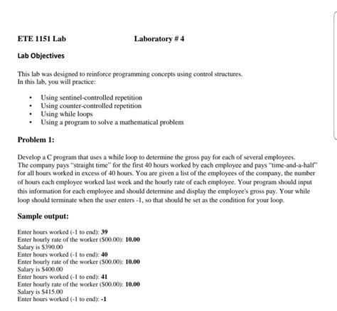 solved ete 1151 lab laboratory 4 lab objectives this lab