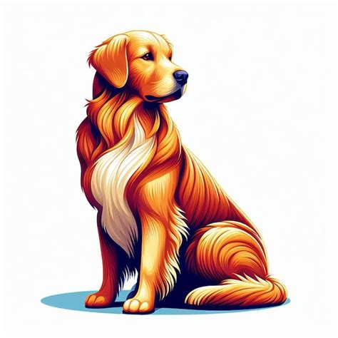 골든 리트리버 개 터 만화 일러스트레이션 프리미엄 Ai 생성 벡터