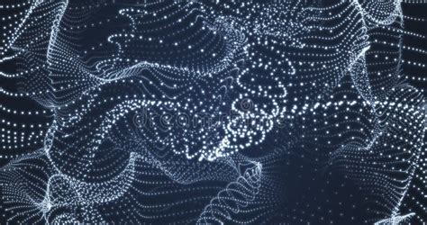 Swirling Deformed Movable Mesh Of White Luminous Particles On A Blue Background Stock Video