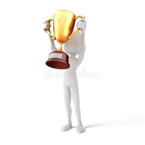 3d Man Holding A Gold Trophy Cup Stock Illustration Illustration Of