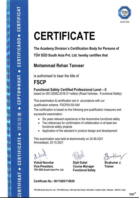 Mohammad Rehan Tanveer On Linkedin Fscp Tuvsud Fusa