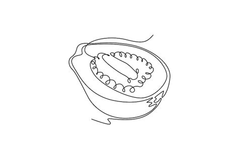 Un Dessin En Ligne Continue à Moitié Tranché En Tranches De Goyave Java
