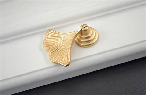 Golden Ginkgo Drop Leaf Drawer Handleleaf Shaped Cabinet Etsy
