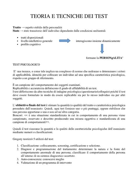 Riassunto Teorie E Tecniche Dei Test Docsity