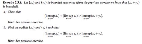Solved Let And Y N Be Bounded Sequences From The Previous Chegg Com