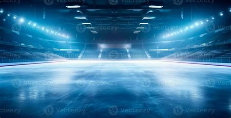 Hockey Stadium Empty Sports Arena With Ice Rink Cold Background With